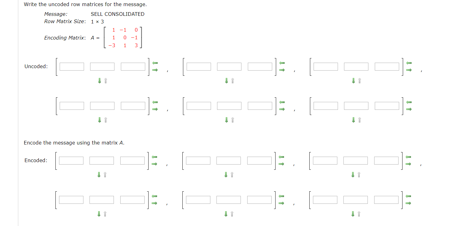 Solved Write the uncoded row matrices for the message. | Chegg.com