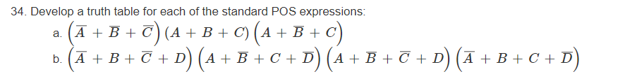 Solved 34. Develop a truth table for each of the standard | Chegg.com