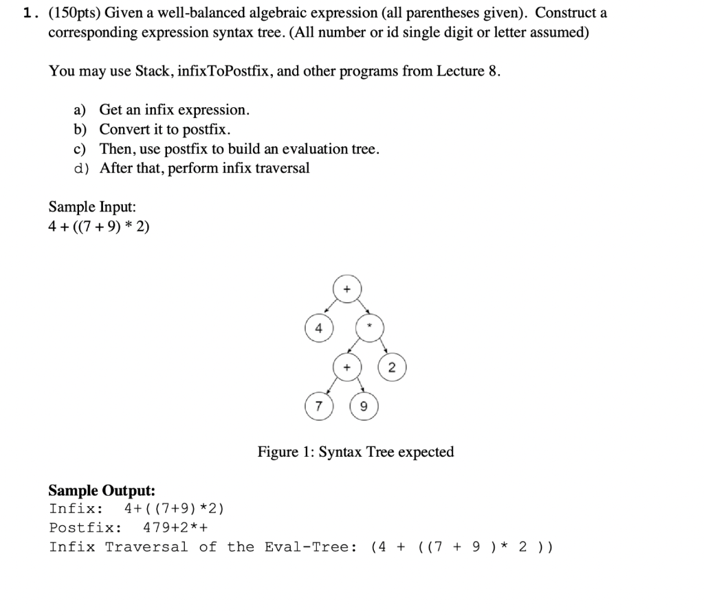 Solved (150pts) Given a well-balanced algebraic expression | Chegg.com