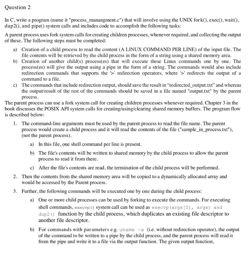 Question 2 In C, write a program (name it | Chegg.com