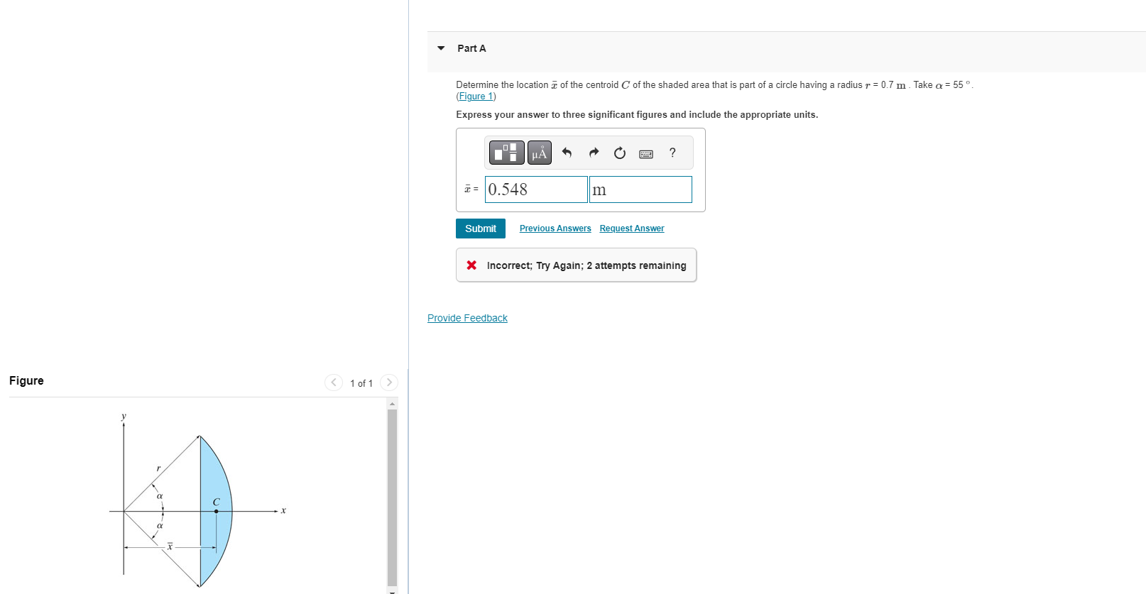 Solved Determine the location xˉ of the centroid C of the | Chegg.com