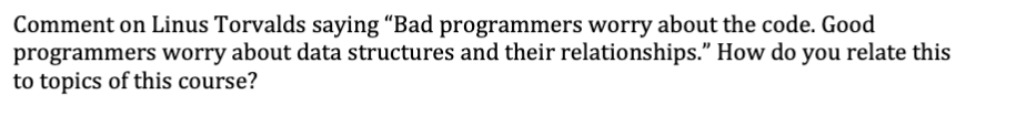 Solved Comment on Linus Torvalds saying “Bad programmers | Chegg.com