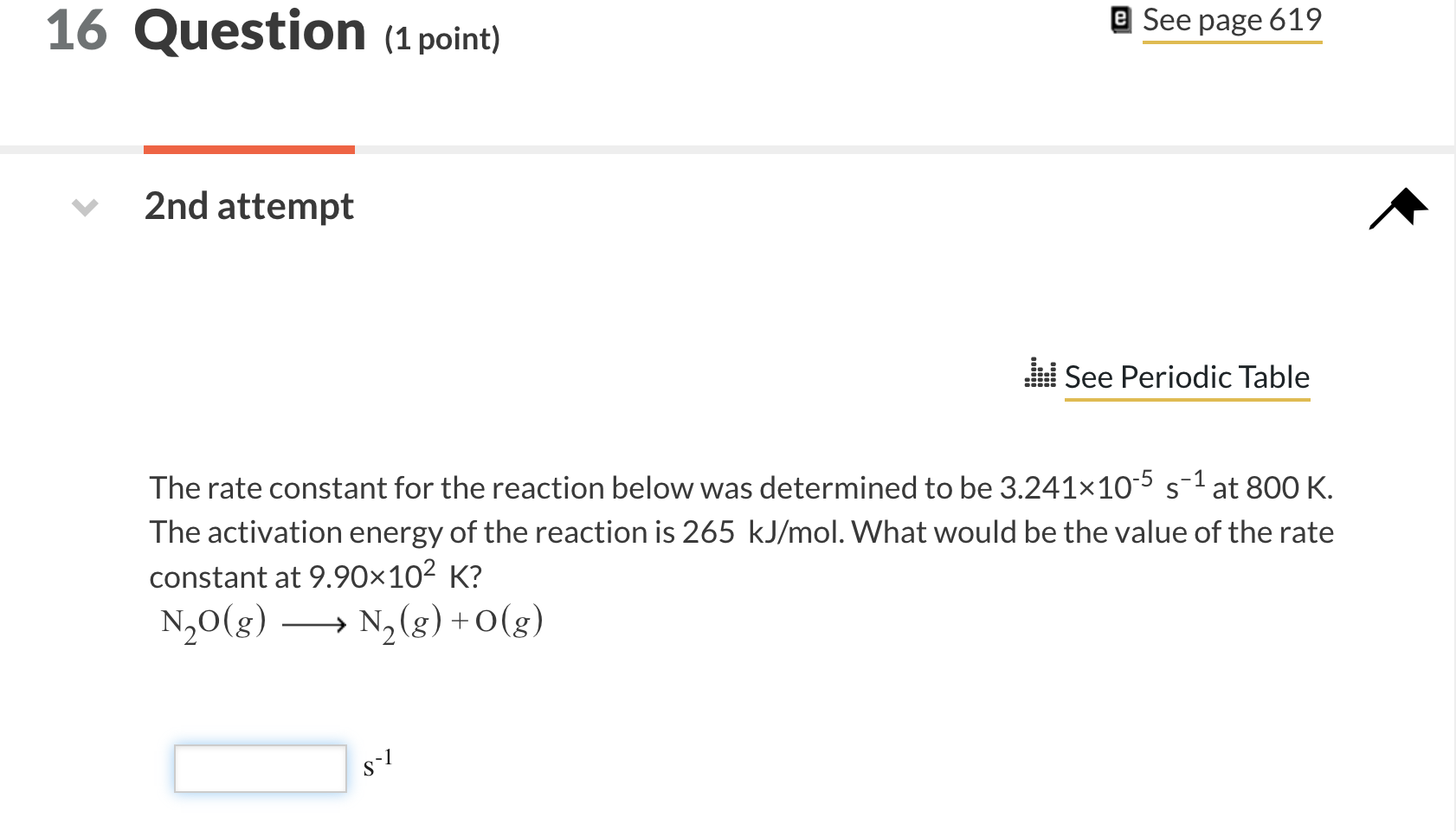 Solved 2nd attempt I.'. See Periodic Table The rate constant | Chegg.com