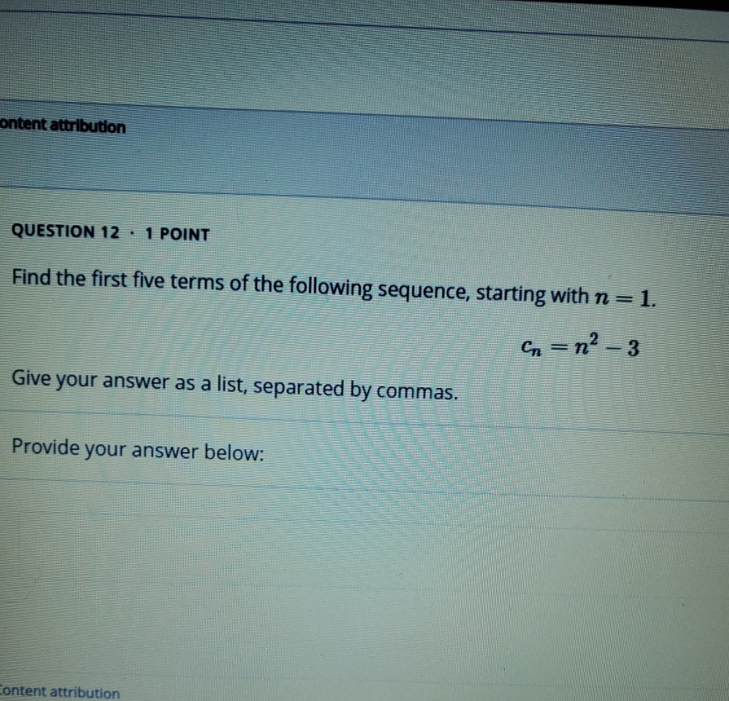 Solved ontent attribution QUESTION 12 · 1 POINT Find the | Chegg.com