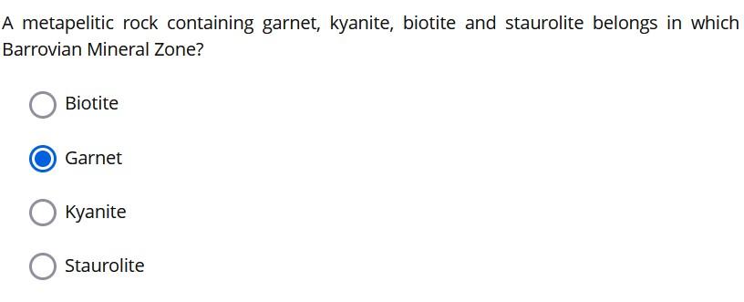 Solved A metapelitic rock containing garnet, kyanite, | Chegg.com