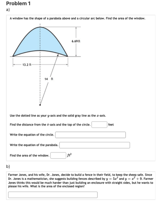 Solved Problem 1 a) A window has the shape of a parabola | Chegg.com