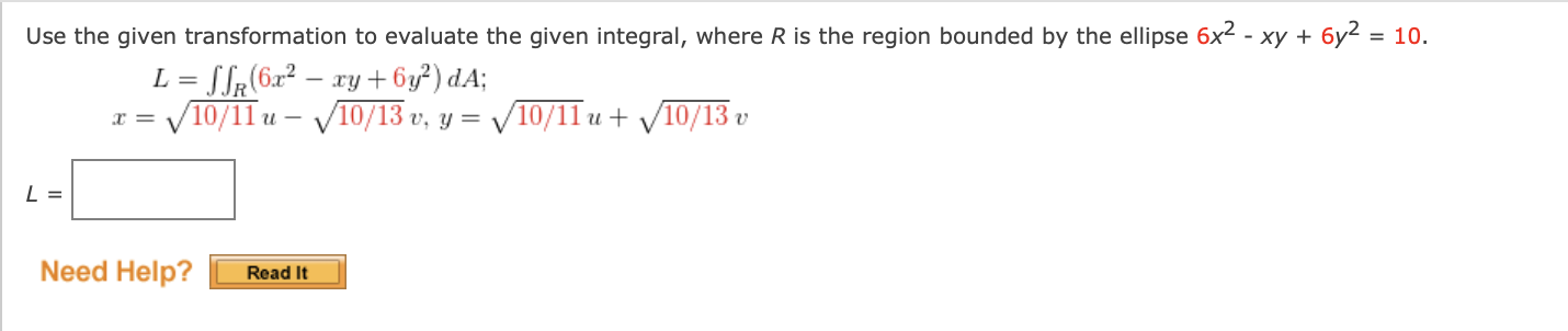Solved Use the given transformation to evaluate the given | Chegg.com