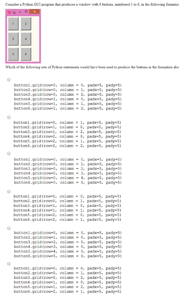 Solved Consider a Python GUI program that produces a window | Chegg.com