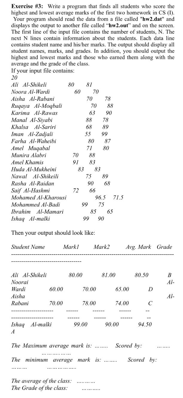 Solved Exercise #3: Write a program that finds all students | Chegg.com