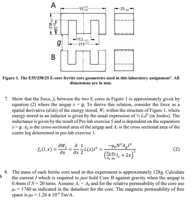 Figure 1. ﻿The E55258?25 E-core ferrite core | Chegg.com
