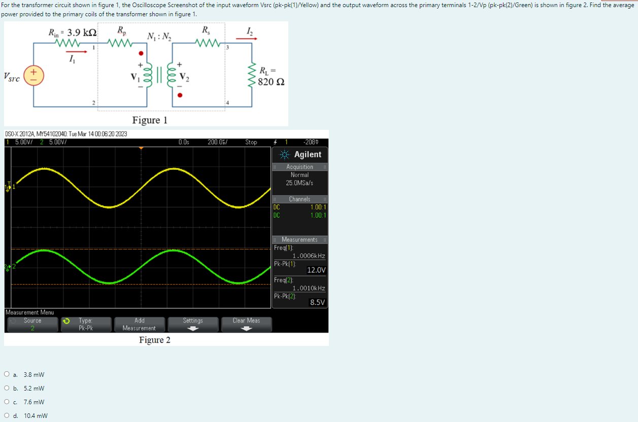 Solved power provided to the primary coils of the | Chegg.com