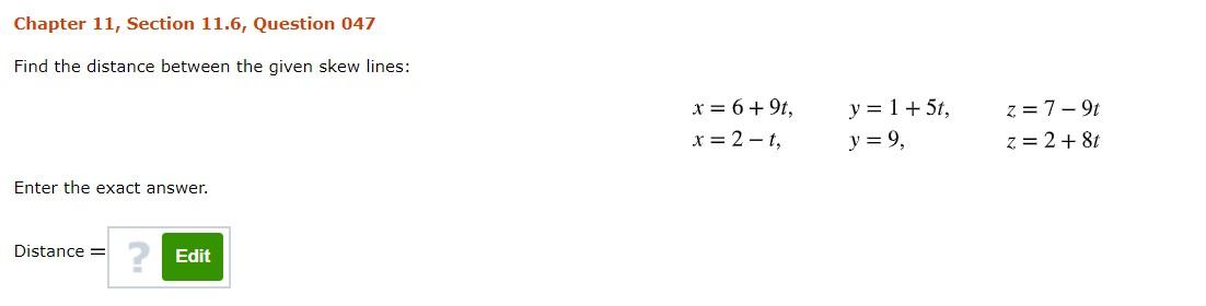 Solved Chapter 11, Section 11.6, Question 047 Find the | Chegg.com