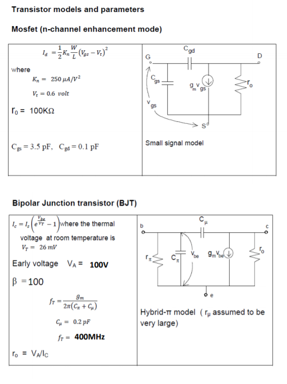 Transistor models and parameters Mosfet (n-channel | Chegg.com