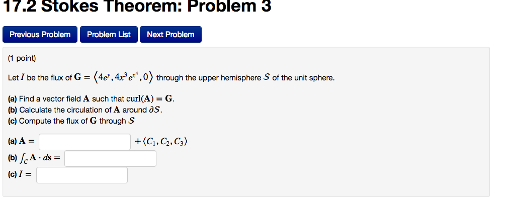Solved 17.2 Stokes Theorem: Problem 3 Previous Problem | Chegg.com