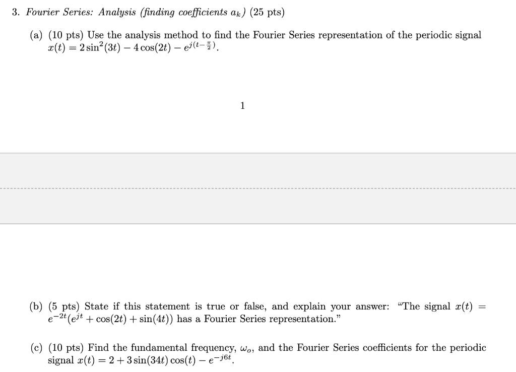Solved 3 Fourier Series Analysis Finding Coefficients Ak