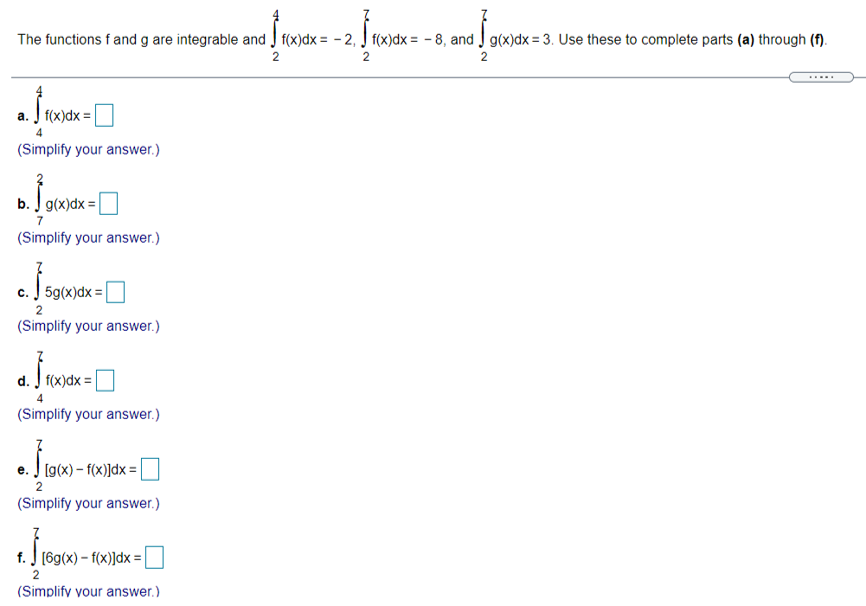 Solved The functions f and g are integrable and f(x)dx = -2, | Chegg.com
