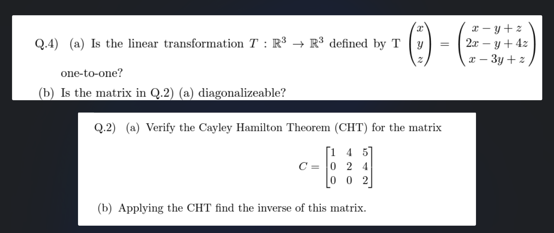 Q.4) (a) ﻿Is the linear transformation T:R3→R3 | Chegg.com