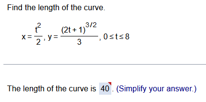 Solved Using the length of curve equation can someone please | Chegg.com