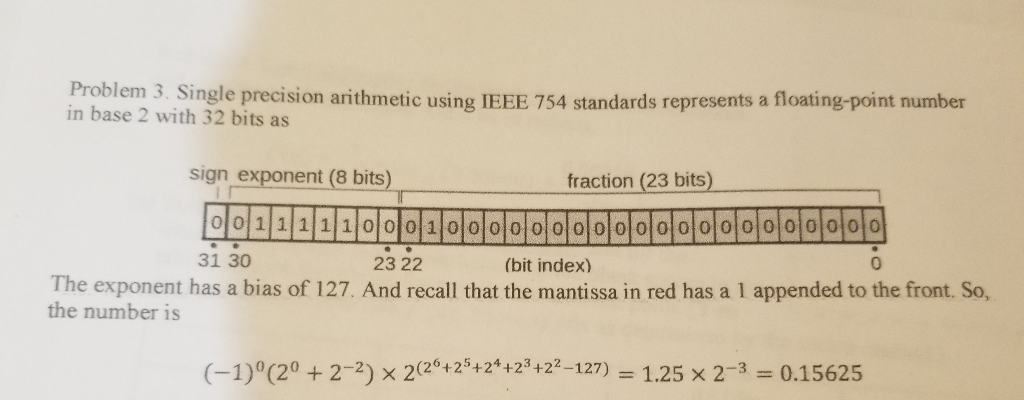Problem 3. Single precision arithmetic using IEEE 754 | Chegg.com