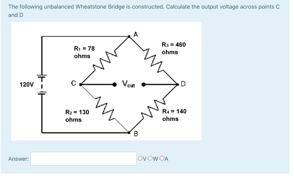 Solved The following unbalanced Wheatstone Bridge is | Chegg.com