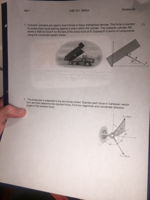 Solved Student ID ESE 201 Statics HW 1 Hydraulic cylinders | Chegg.com