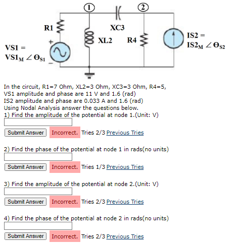 Solved In the circuit, R1=7 Ohm, XL2=3 Ohm, XC3=3 Ohm, R4=5, | Chegg.com