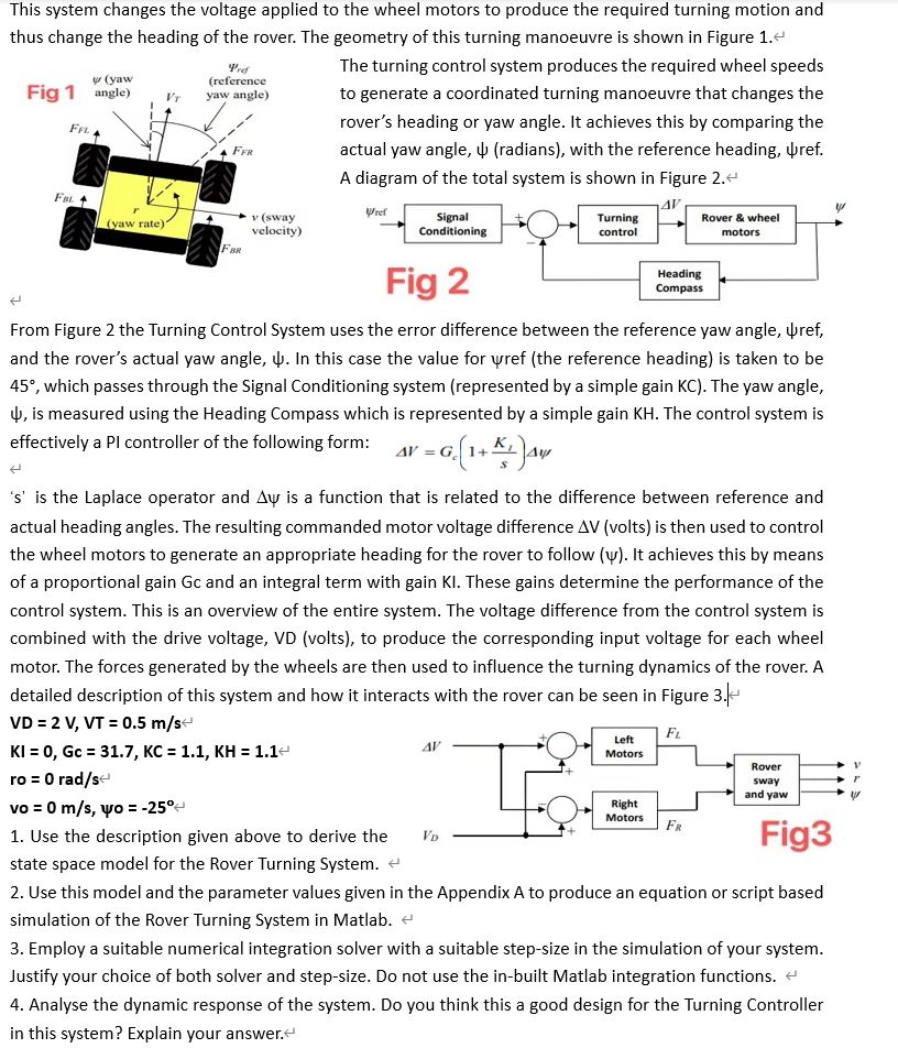 Prer FFR Fai Vref Rover & wheel s This system changes | Chegg.com