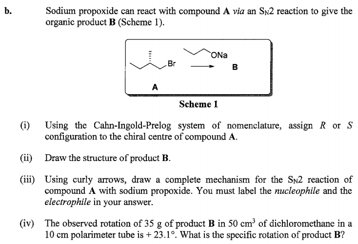 Solved Sodium propoxide can react with compound A via an SN2 | Chegg.com