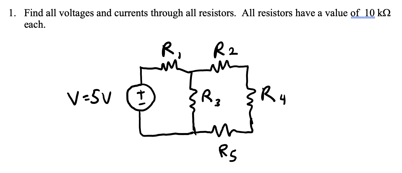 Solved 1. Find all voltages and currents through all | Chegg.com