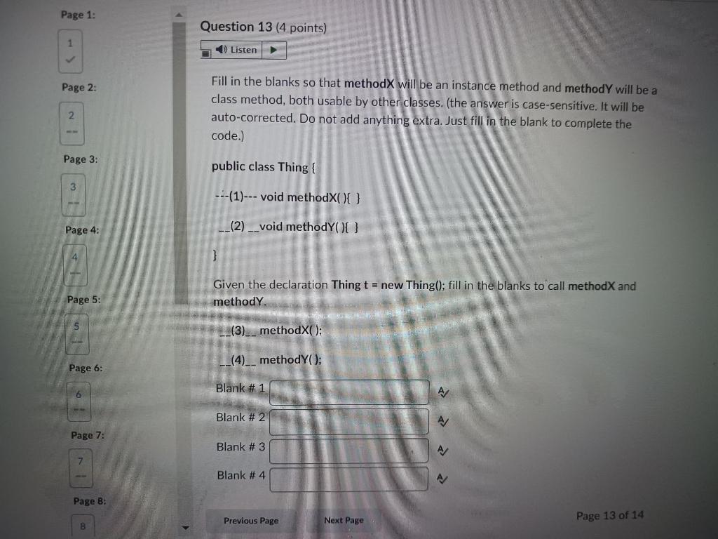 Solved Fill in the blanks so that methodX will be an | Chegg.com