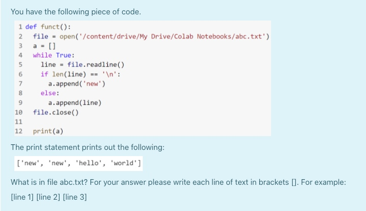 Solved You have the following piece of code. 1 def funct(): | Chegg.com