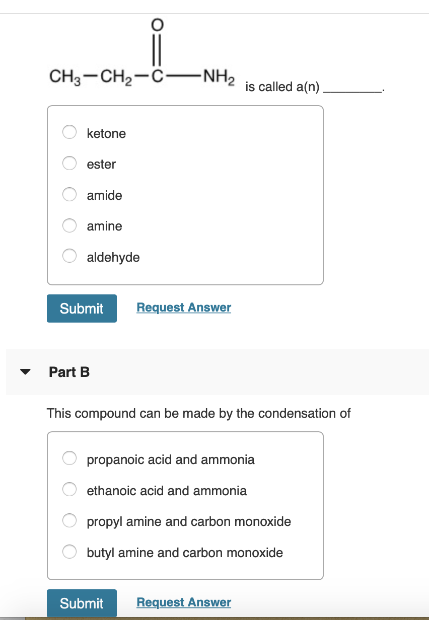 Solved CH3 -CH2-C-NH2 :. -NH2 is called a(n) – ketone ester | Chegg.com