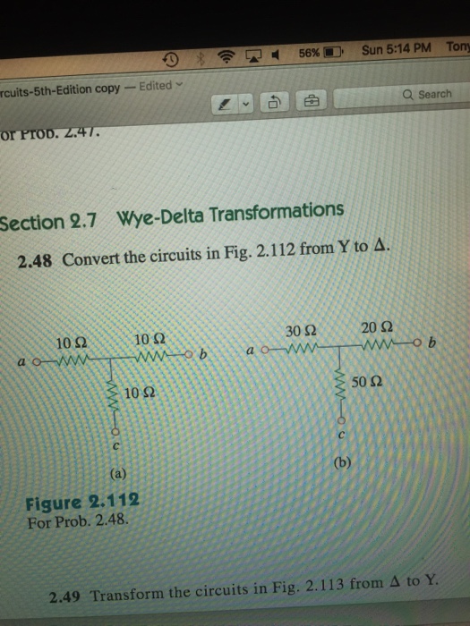 Solved Convert the circuits in Fig.2.112 from Y to Delta. | Chegg.com
