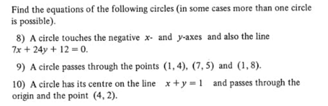 Solved Find the equations of the following circles (in some | Chegg.com