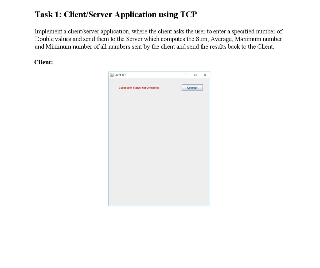 Task 1: Client/Server Application using TCP Implement | Chegg.com