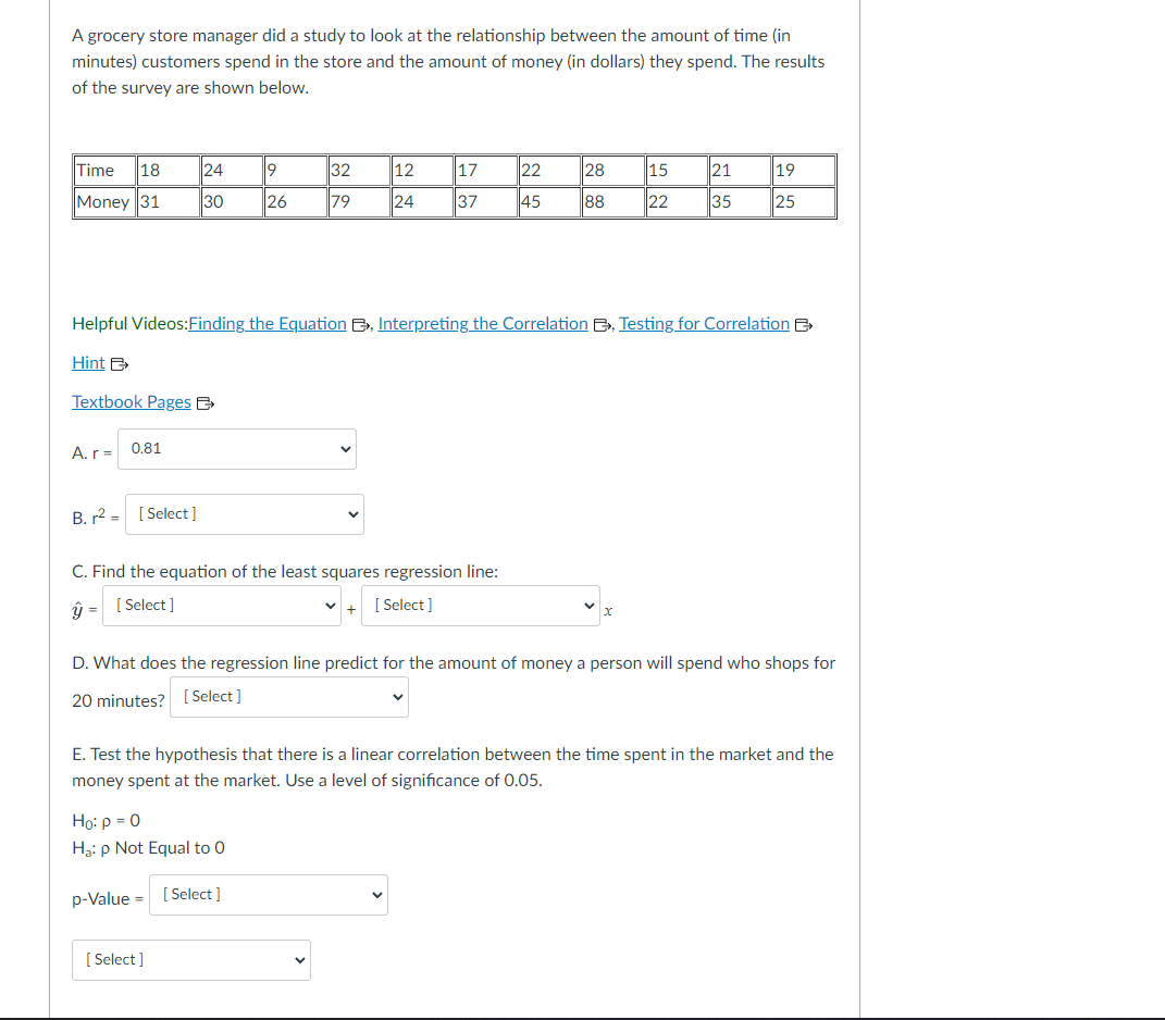 Solved A grocery store manager did a study to look at the | Chegg.com