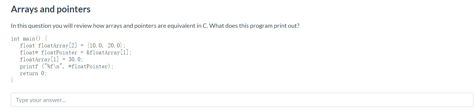 Solved Arrays and pointers In this question you will review | Chegg.com