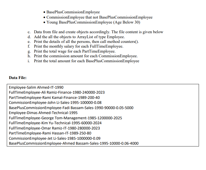 Solved Revision Employee -name: String department: String | Chegg.com