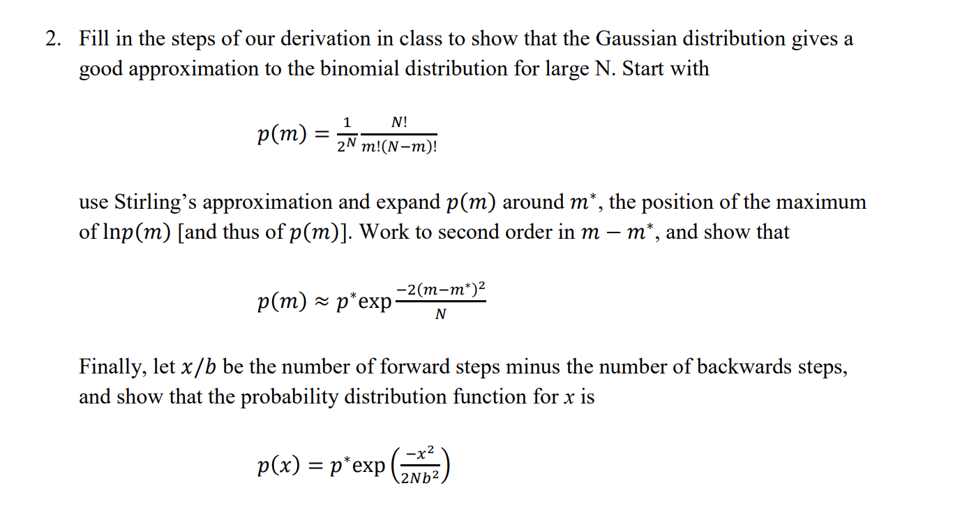 Fill in the steps of our derivation in class to show | Chegg.com