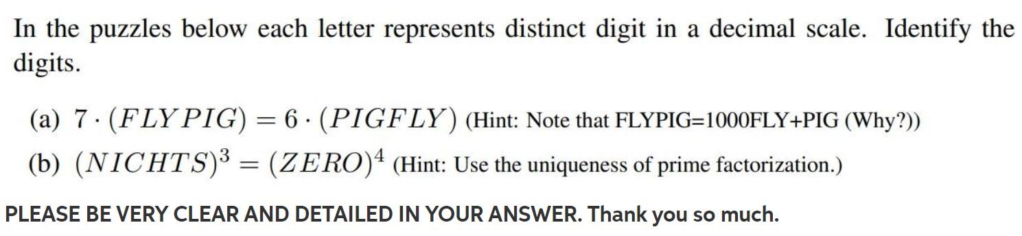 Solved In the puzzles below each letter represents distinct | Chegg.com