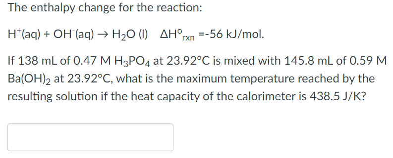 Solved The enthalpy change for the reaction: | Chegg.com