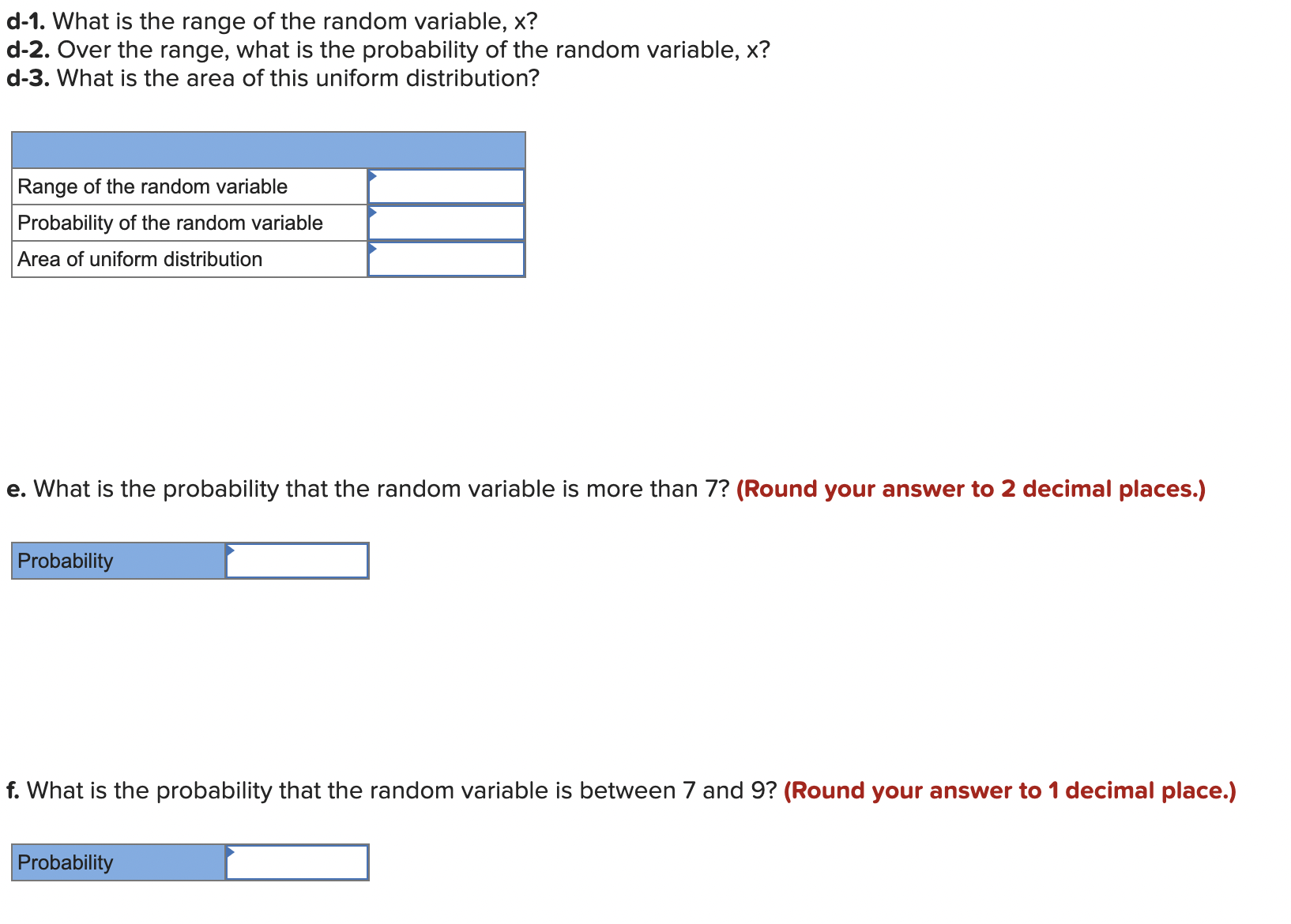 Solved d-1. What is the range of the random variable, x ? | Chegg.com