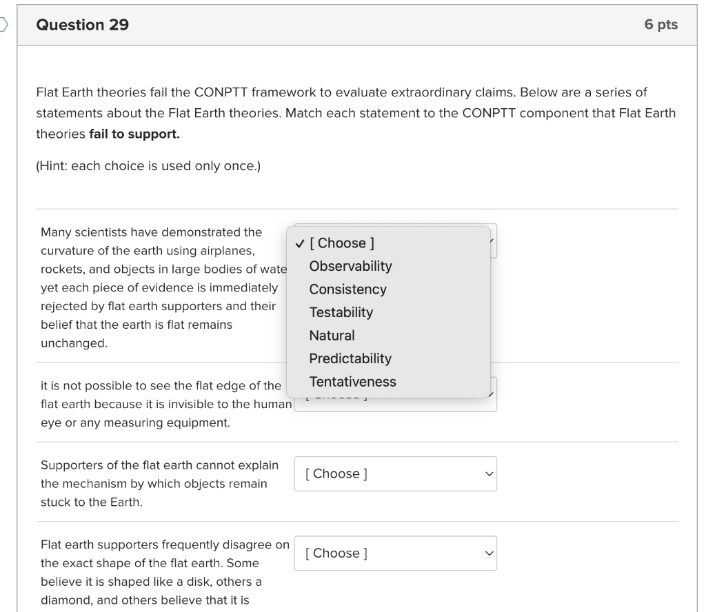 Solved Flat Earth theories fail the CONPTT framework to | Chegg.com