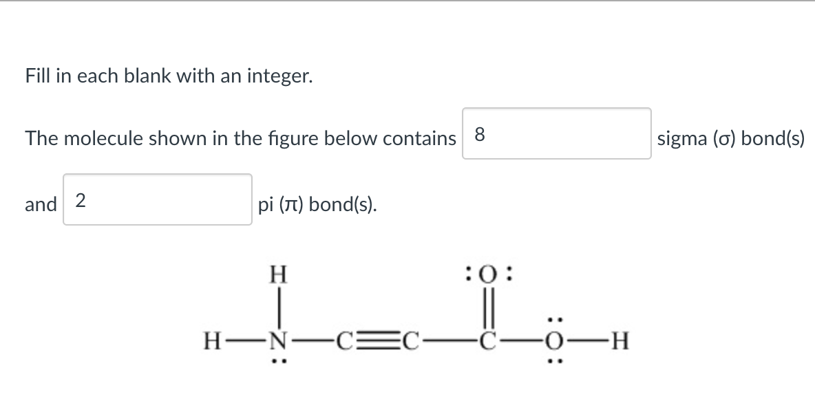 Solved Fill in each blank with an integer.The molecule shown | Chegg.com