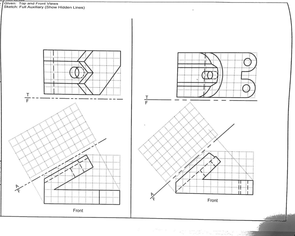 Solved Given: Top and Front Views Sketch: Full Auxiliary | Chegg.com