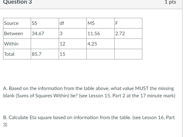 Solved A. Based on the information from the table above, | Chegg.com