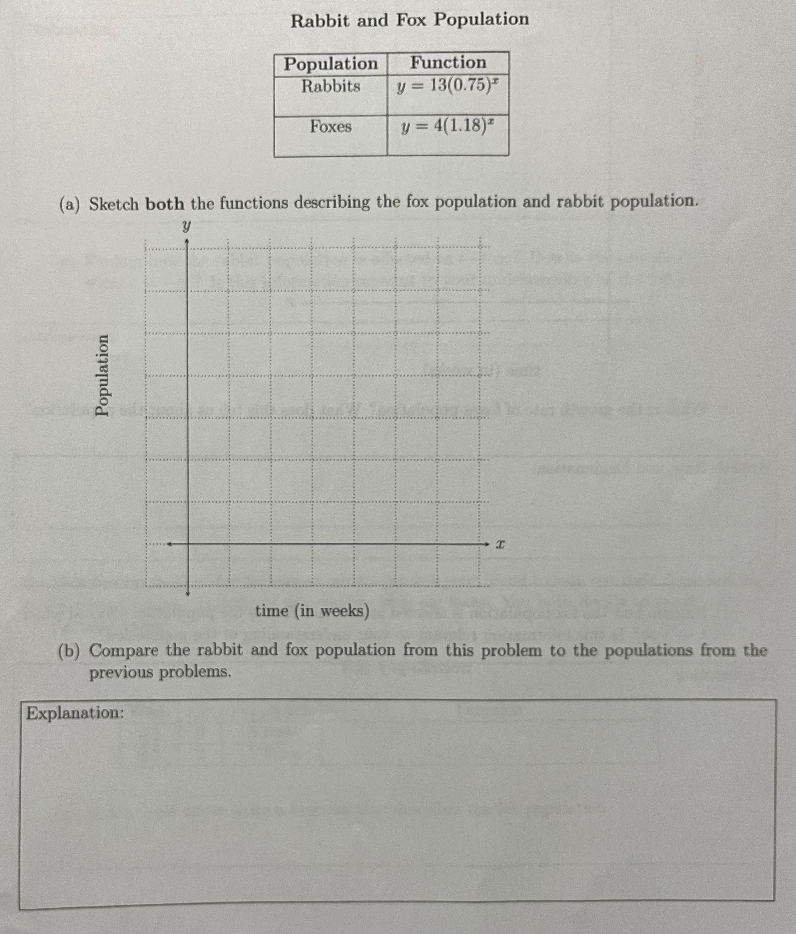 Rabbit and Fox Population (a) Sketch both the | Chegg.com