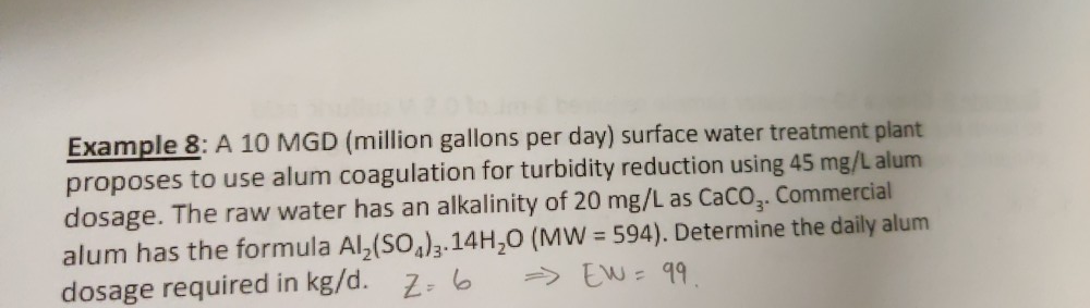 Solved Example 8: A 10 MGD (million gallons per day) surface | Chegg.com