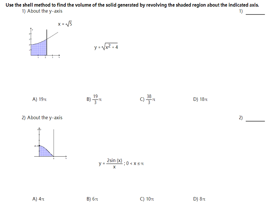 Solved Use the shell method to find the volume of the solid | Chegg.com