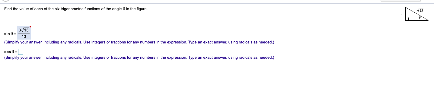Solved Find the value of each of the six trigonometric | Chegg.com